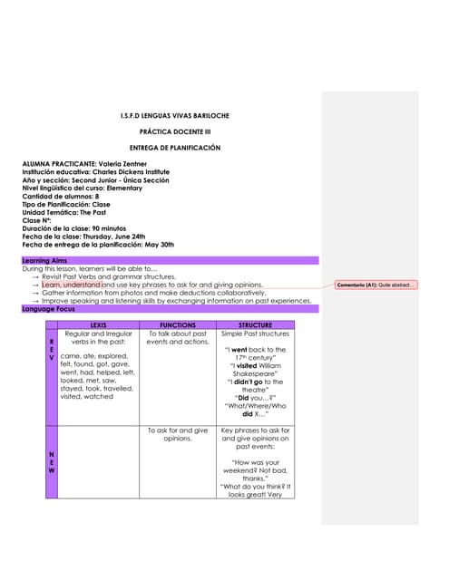 Lesson plan class 7 - secondary | PDF