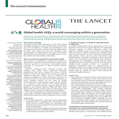 Global Health 2035 - The Lancet Commissions | PDF