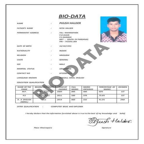 Pijush Biodata | DOCX