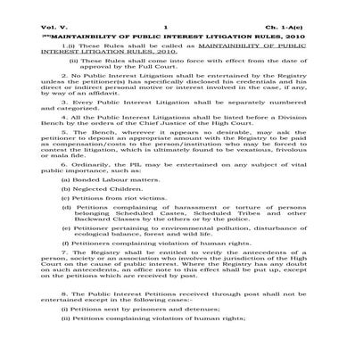 Punjab and Haryana High Court PIL Rules, 2010 | PDF