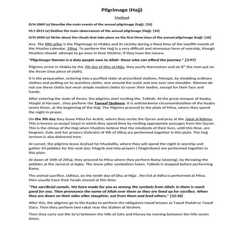 Pilgrimage and its method, ways and pattern | PDF