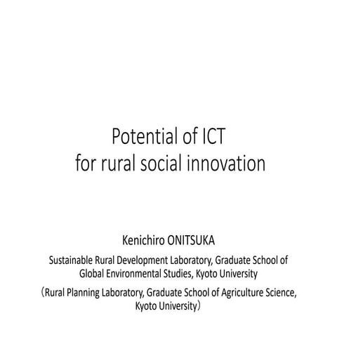 Potential of ICT for rural social innovation | PPT