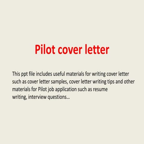 Pilot cover letter | PPTX