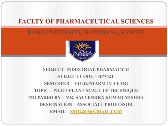 PILOT PLANT SCALE-UP TECHNIQUES ppt.pptx
