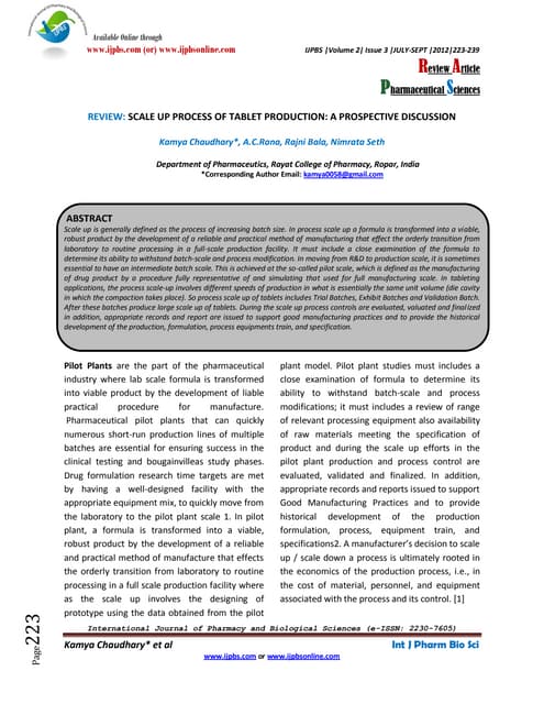 Stages of scale up process mparm 1st year pharmaceutical process ...