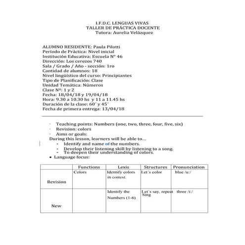 Lesson plan 1 & 2 | PDF