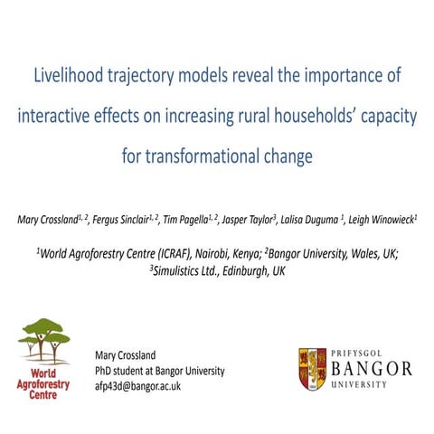 Livelihood trajectory models reveal the importance of interactive ...