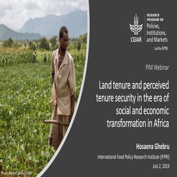 Land tenure and perceived tenure security in the era of social and ...