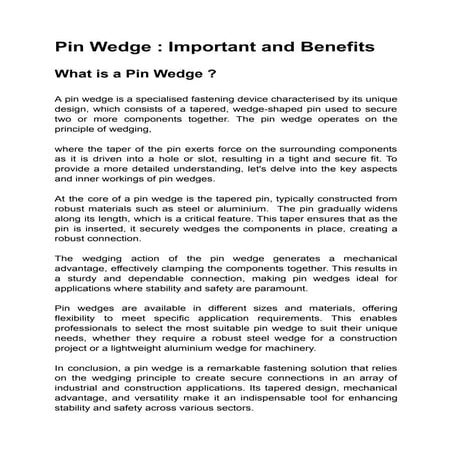 Pin-Wedge Manufacturer and Supplier | Padmavati Engineering | PDF