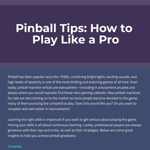 Pinball Tips: How to Play Like a Pro | PDF