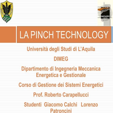 La Pinch Technology, sviluppo di un foglio di calcolo completo | PPTX