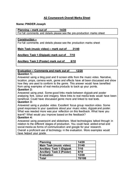 Overall Feedback Sheet | PDF