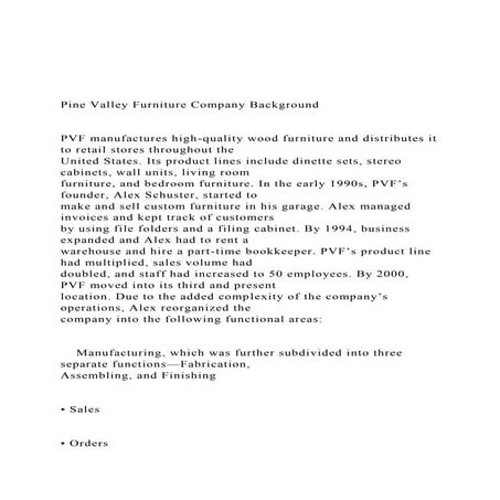 Pine Valley Furniture Company Background PVF manufactu.docx