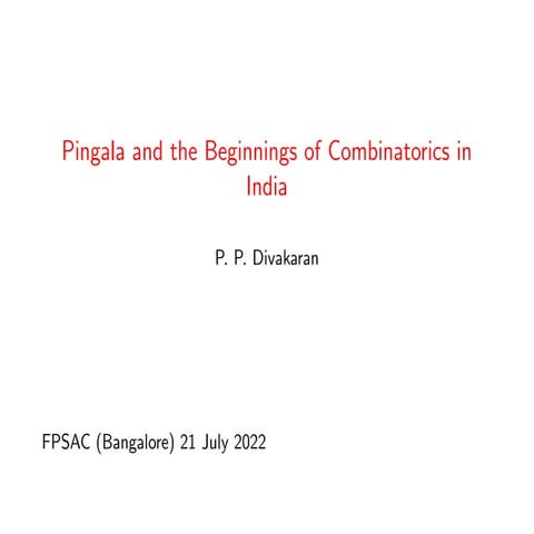 Pingala and the Beginnings of Combinatorics in India | PPT