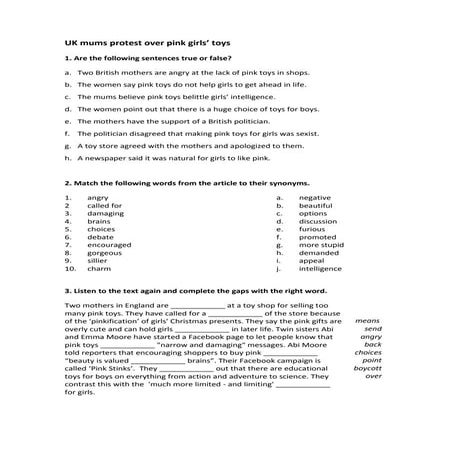 Pinkgirlstoys Worksheet | PDF
