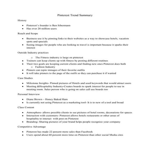 Pinterest trend summary | DOCX | Social Networking | Internet