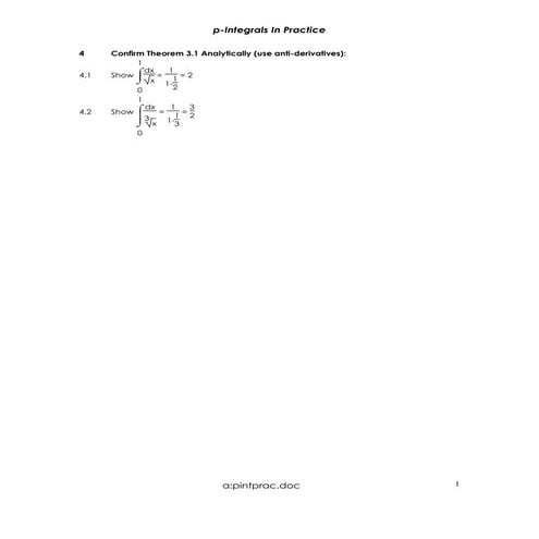 AP Calculus BC: p-int practice worksheet | PDF
