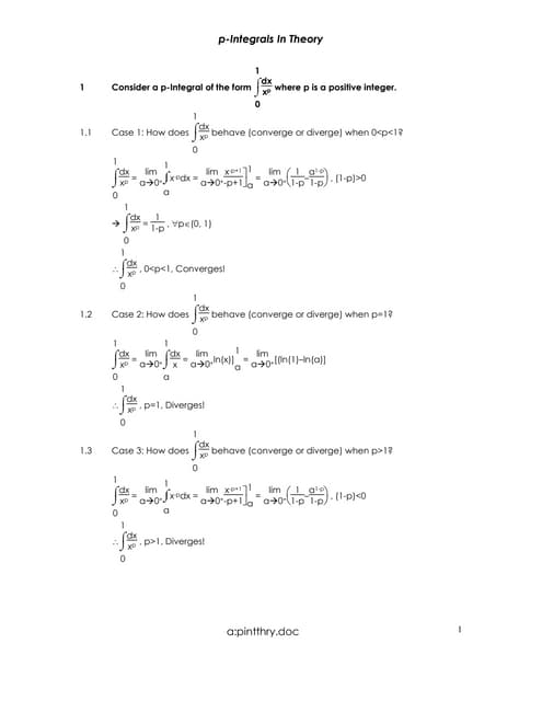 BC Calculus 10-4 Integral Test and p-series | PDF