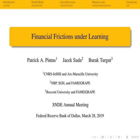 Financial Frictions under Learning | PPT