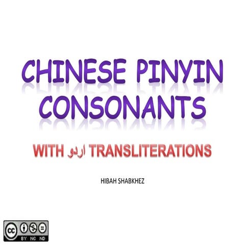 Pinyin consonants with urdu transliterations | PPTX