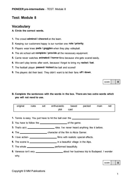 Pioneer pre intermediate-tests_module_1 | DOC