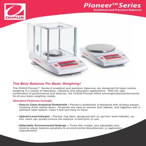 Pioneer series analytical and precision balances data sheet | PDF