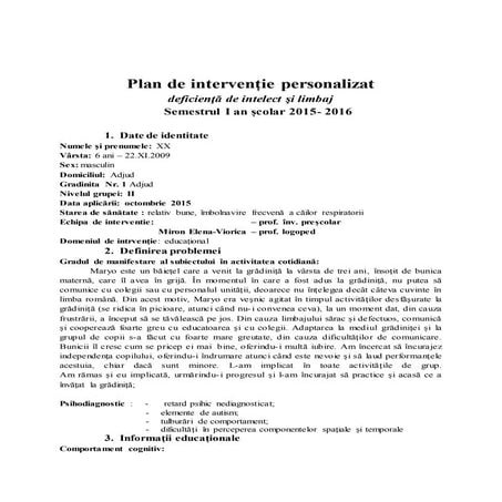 Program interventie specializat | DOCX