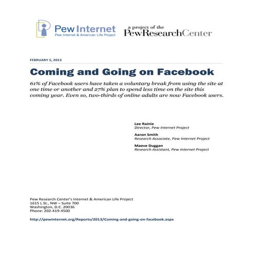 Facebook Fatigue: Pew Research | PDF