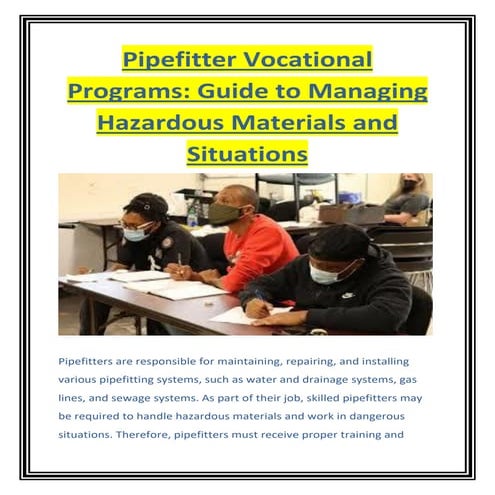 Pipefiting Vocational Programs: Guide To Safe Pipefitting | PDF