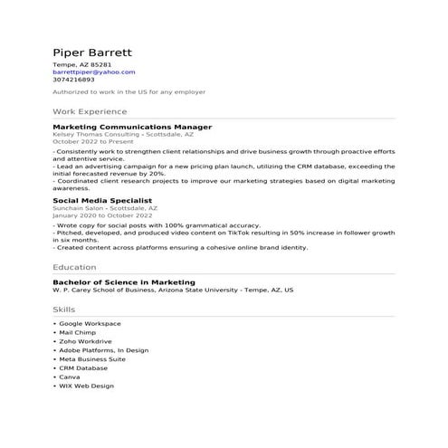 Resume - Piper Barrett | PDF