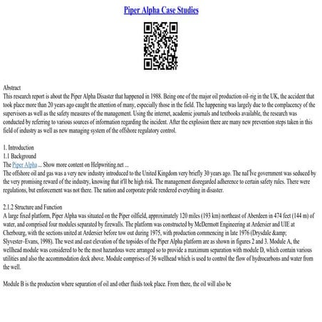 Piper Alpha Case Studies | PPT