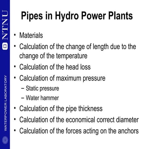 pipes in hydropower engineeringPipes.ppt