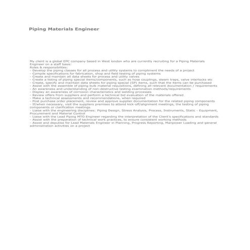 Piping materials engineer | DOC
