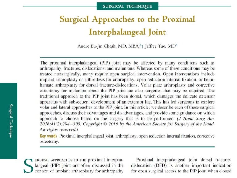 PIP joint approach