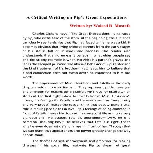 A Critical Essay on Pips "Great Expectations" by Waleed Mustafa | PDF