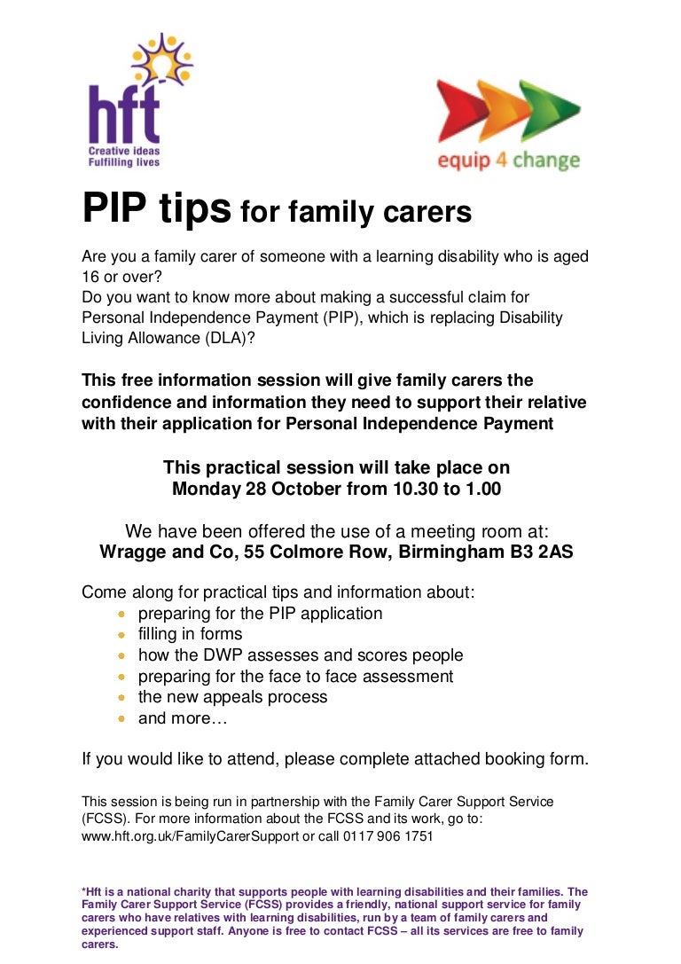 Pip tips for family carers west mids