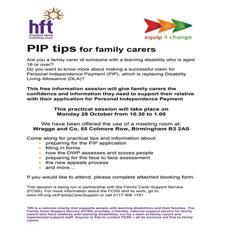 Pip tips for family carers west mids | PDF | Financial Assistance ...
