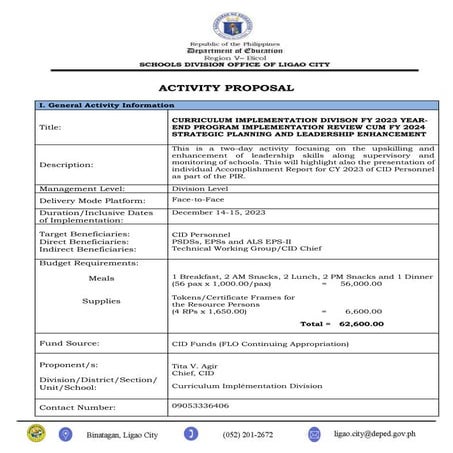 inset program sample school-based activity | DOCX