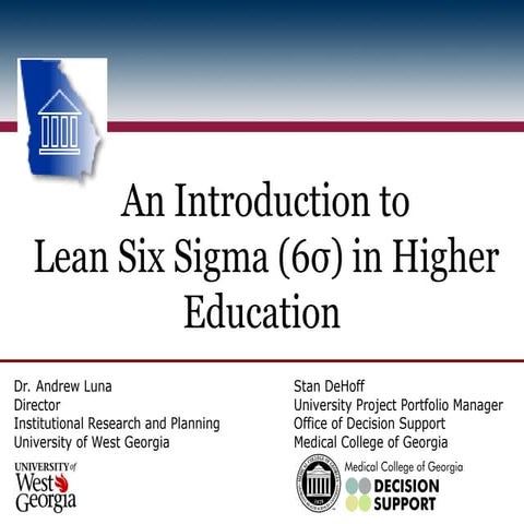 an Introduction to Lean Six Sigma in Higher Education | PPT
