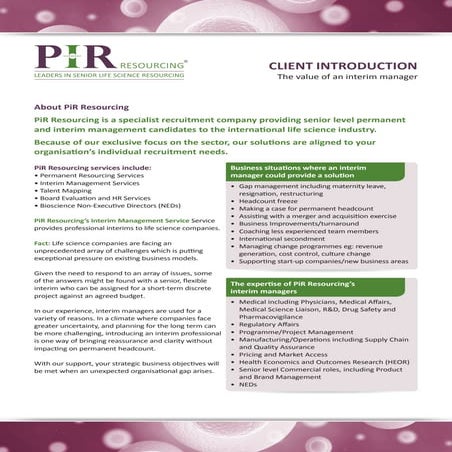 PiR Resourcing SME intro | PDF