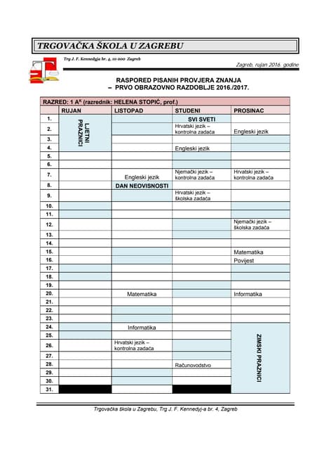 Dodatna i dopunska nastava 2016-17 | PDF