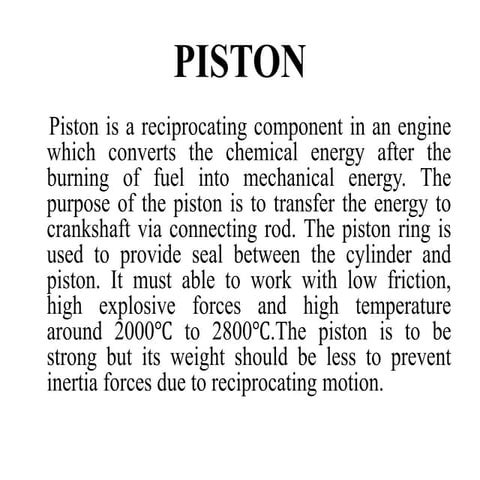 Piston manufacturing process | PPTX