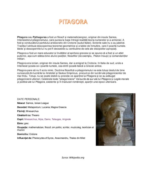 Prezentare mari matematicieni | PPT