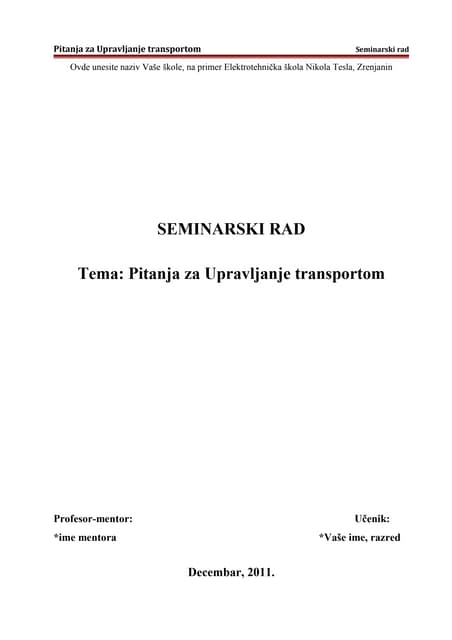 Upravljanje kvalitetom u logistici | DOC