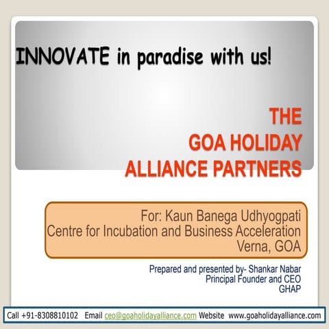 PITCH DECK – For Goa Holiday Alliance.pptx | Travel Preparation and Advice | Travel