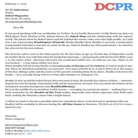 Pitch Letter for Bradley Beal | PDF