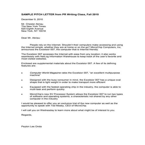 BMI Sample - Pitch Letter | DOC