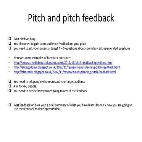 Pitch, pitch feedback and style sheet | PPT