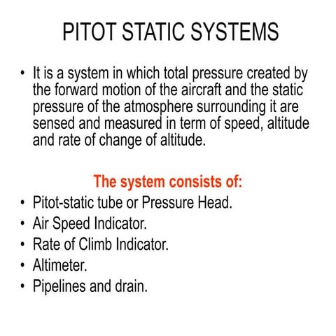 PITOT STATIC SYSTEM OF AIRCRAFT INSTRUMENTATION SYSTEM.ppt