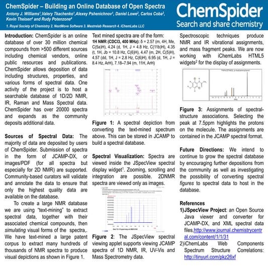 ChemSpider - building an online database of open spectra | PPT